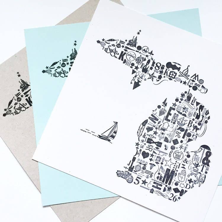 Runaway Press 12x12 Letterpress Print, Michigan – The Find North